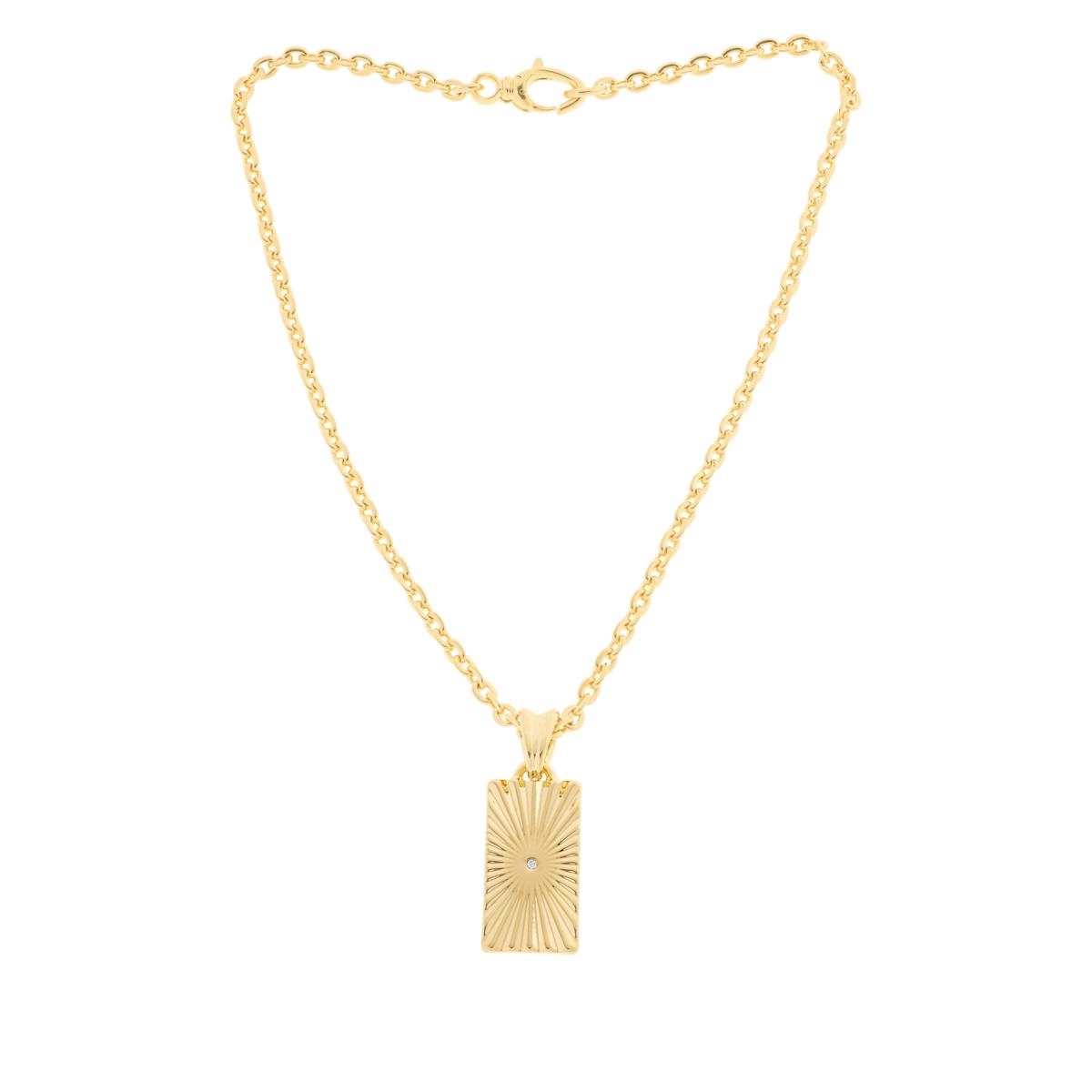 Soave Oro 14K Gold Electroform Starburst Pendant-Necklace w/CZ Accent | HSN
