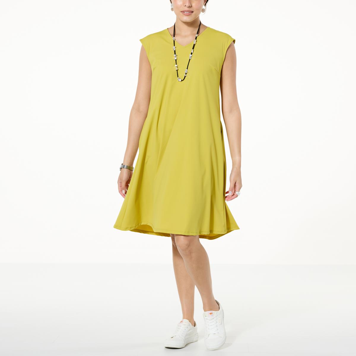 MarlaWynne Stretch Tech Pleat Back Midi Dress - 20823516 | HSN