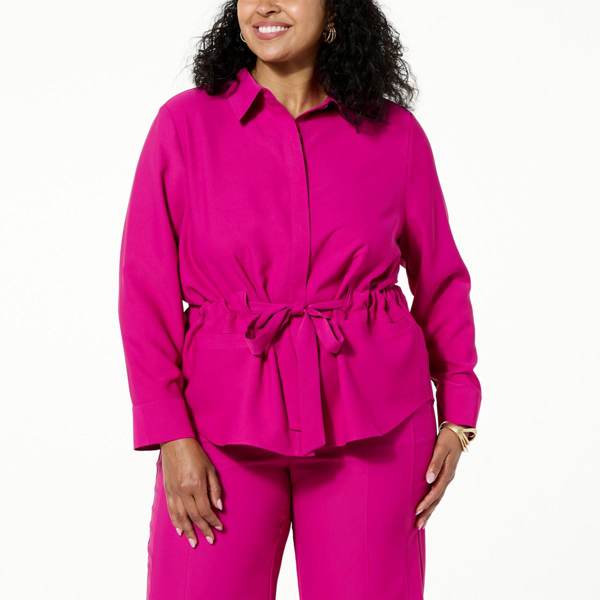 WynneLayers Drapey Twill Soft Suiting Gathered Shirt Jacket - 20823654 ...