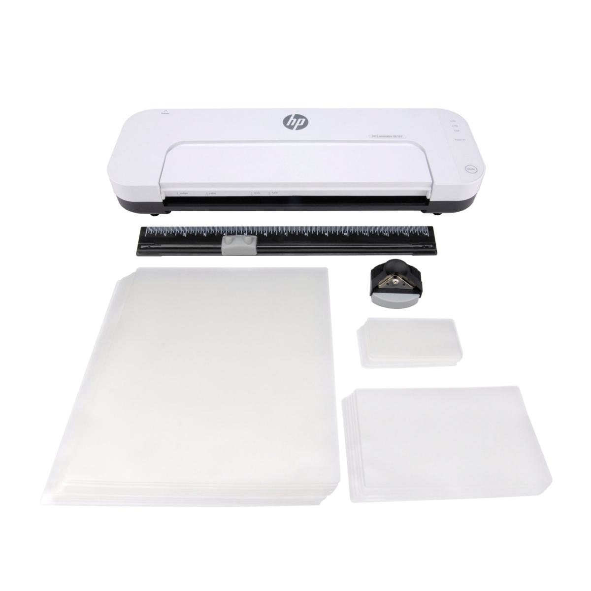 HP QL122 Laminator Bundle w/Bonus Trimmers & 155 Laminating Pouches ...