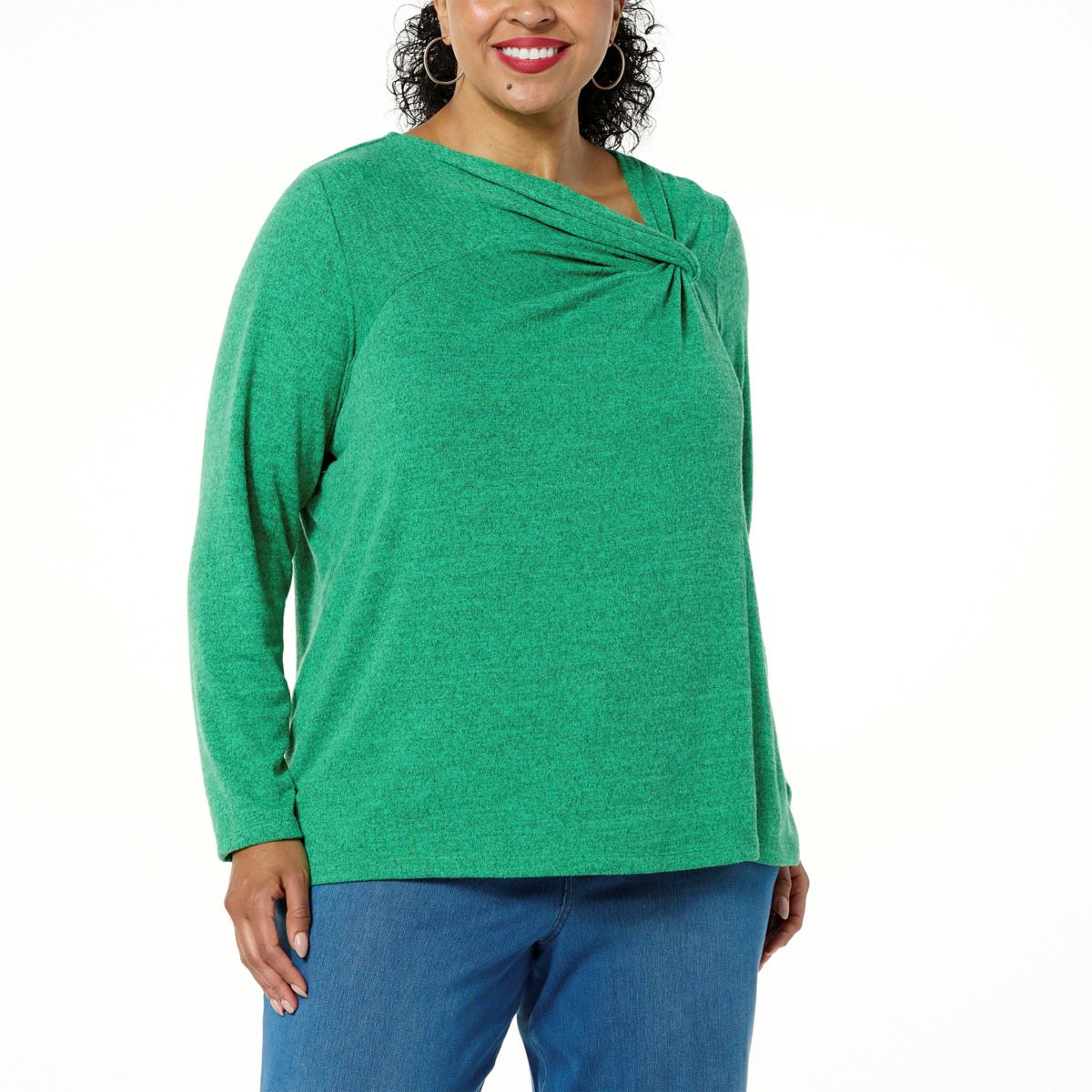 DG2 by Diane Gilman Brushed Sweater Knit Shoulder Twist Top | HSN
