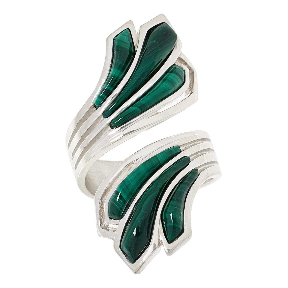 Jay King Sterling Silver Malachite Inlay Bypass Ring - 21245124 | HSN