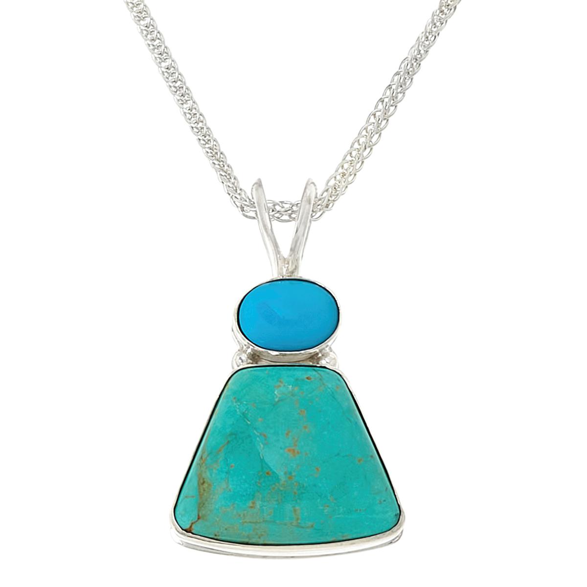 Jay King Sterling Silver Multicolor Turquoise Pendant with 18" Chain ...