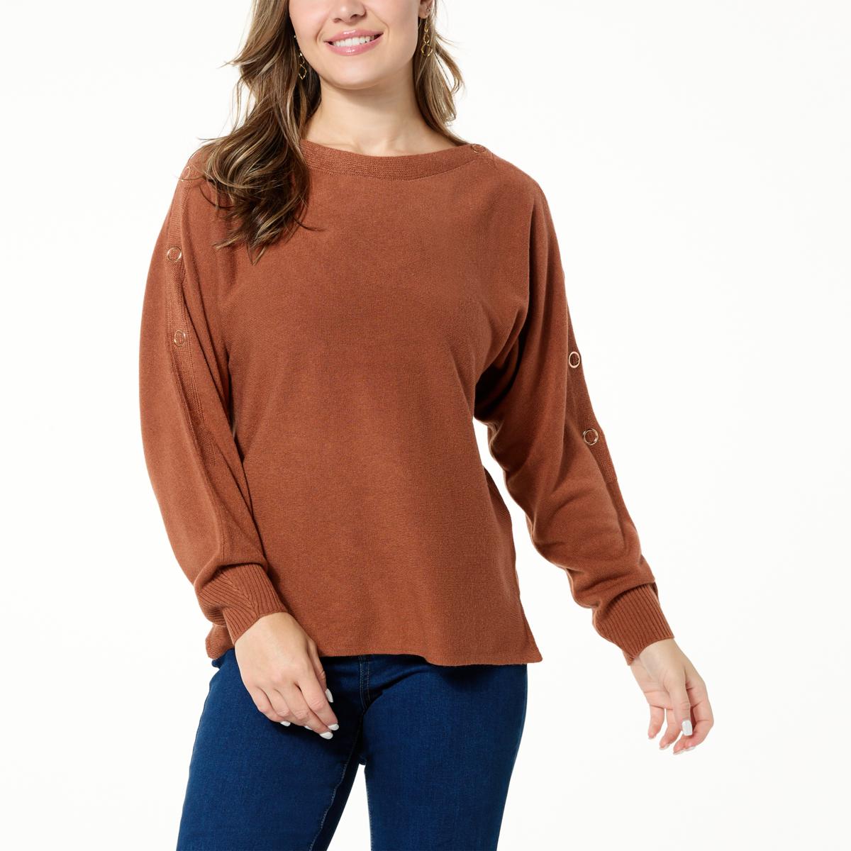 DG2 by Diane Gilman Boat-Neck Snap Detail Sweater | HSN