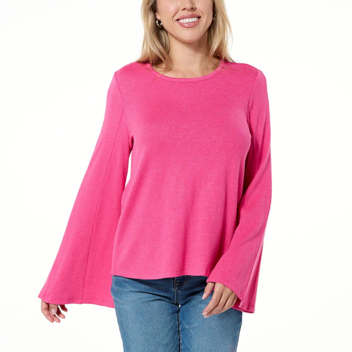 DG2 Sweater Knit 4-Panel Bell Sleeve Top - 21482490 | HSN