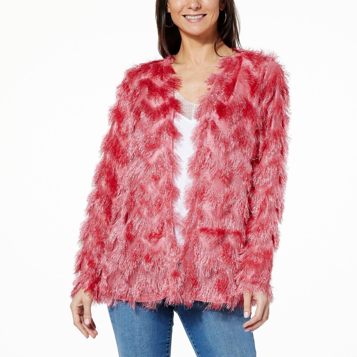 Colleen Lopez Chevron Fringe Duster Cardigan | HSN