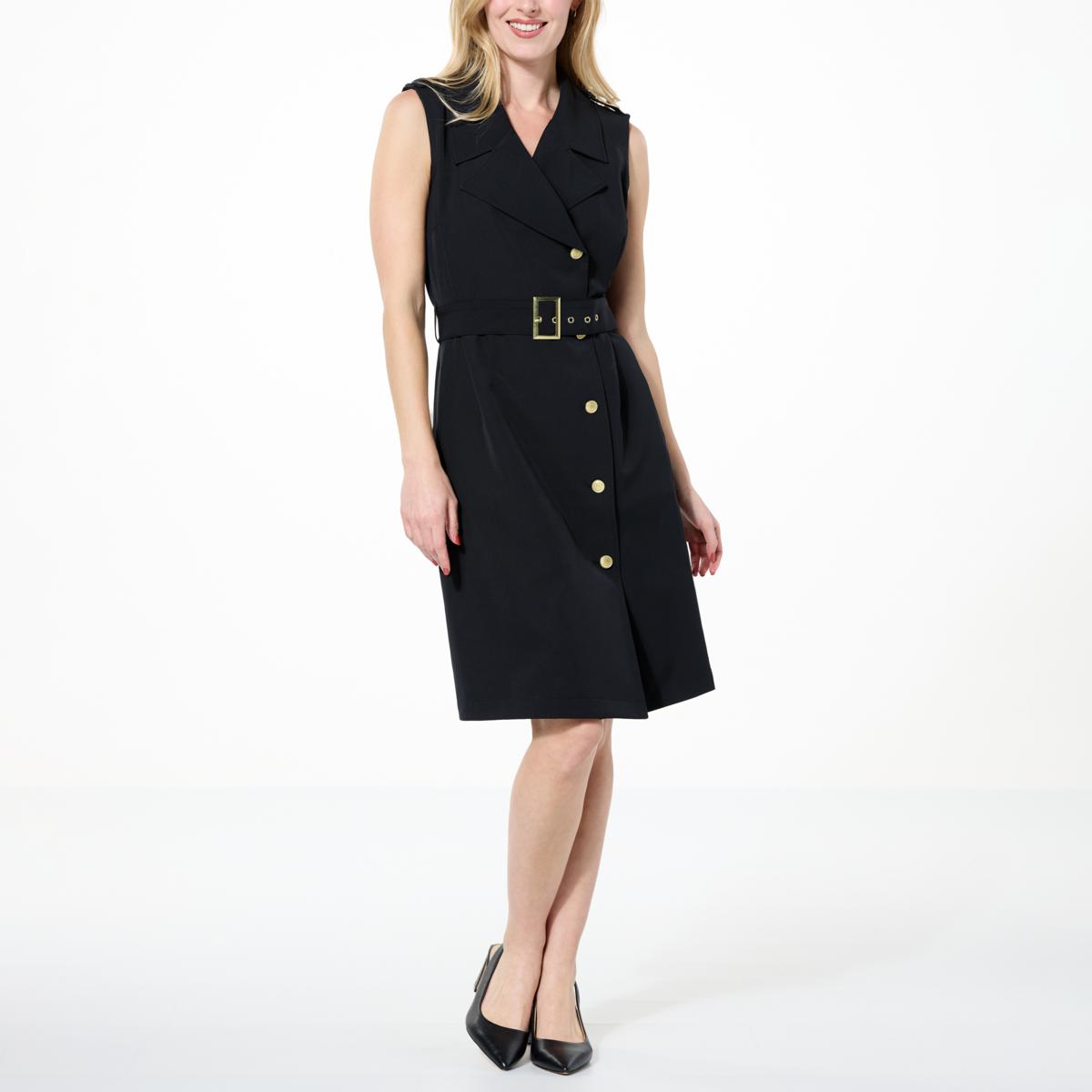 G by Giuliana Black Label Belted Trench Dress/Vest - 21627813 | HSN