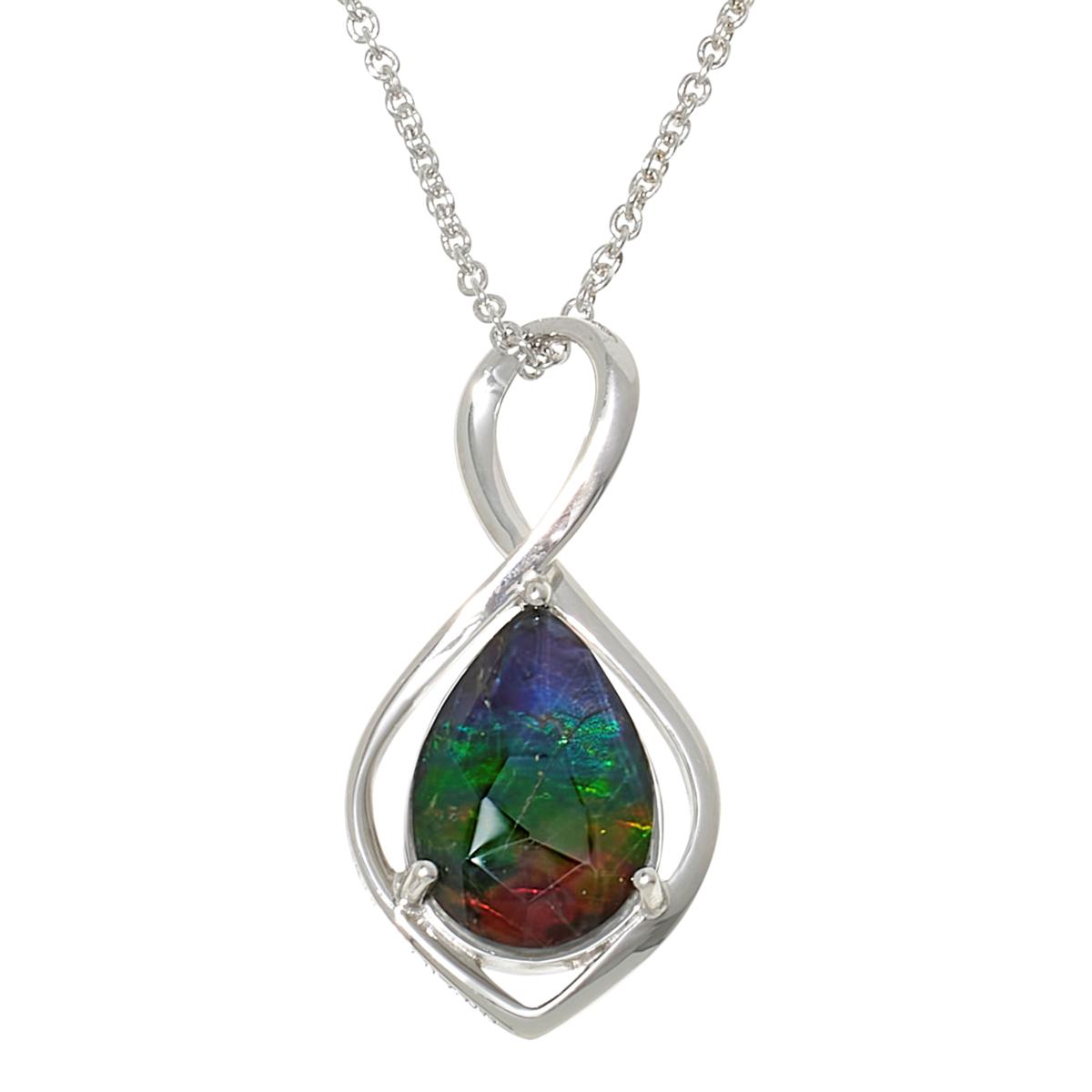 Canadian Ammolite Gems Sterling Silver Infinity Pendant with Chain ...