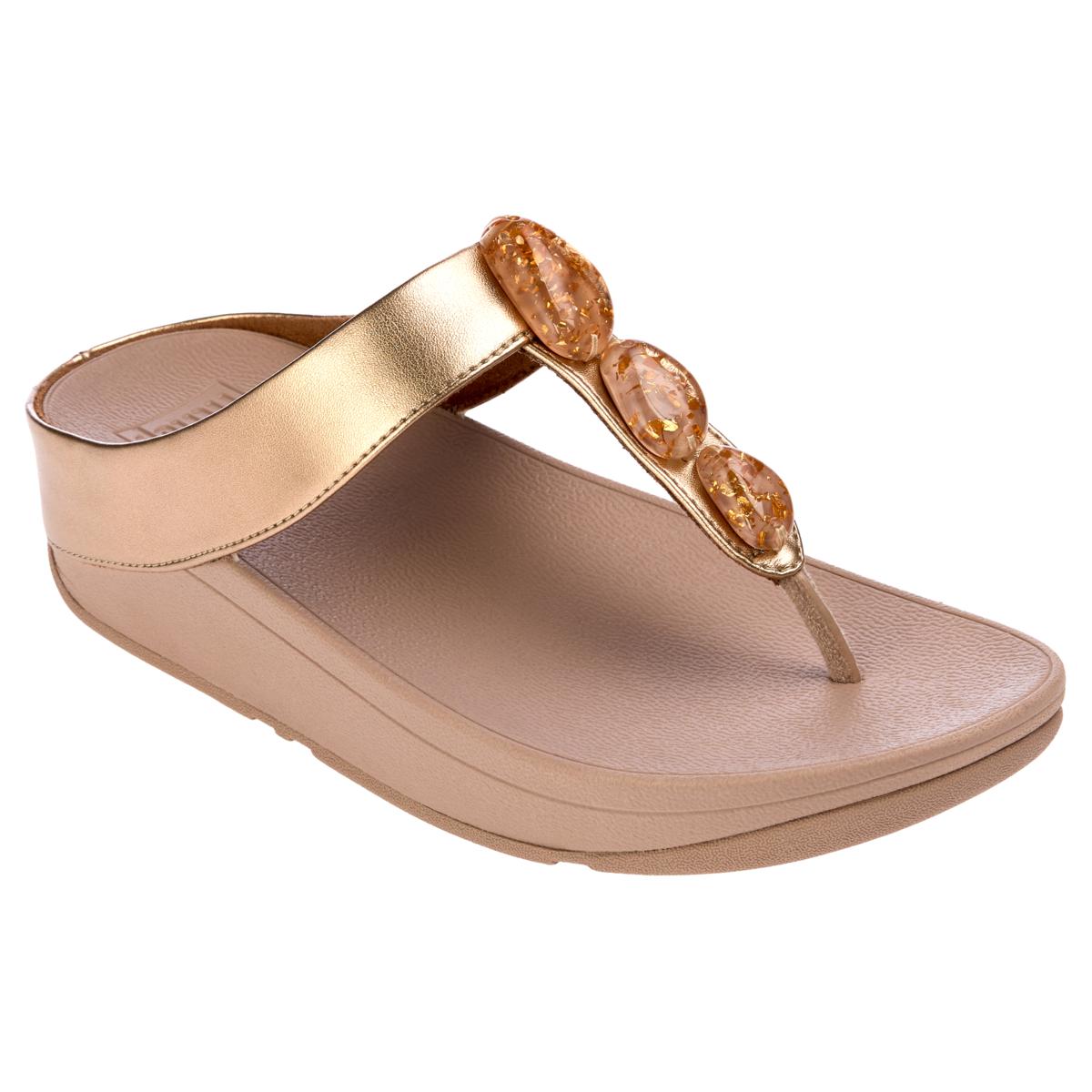 "As Is" FitFlop® Fino Metallic Fleck Stone Toe-Thongs - 21887525 | HSN