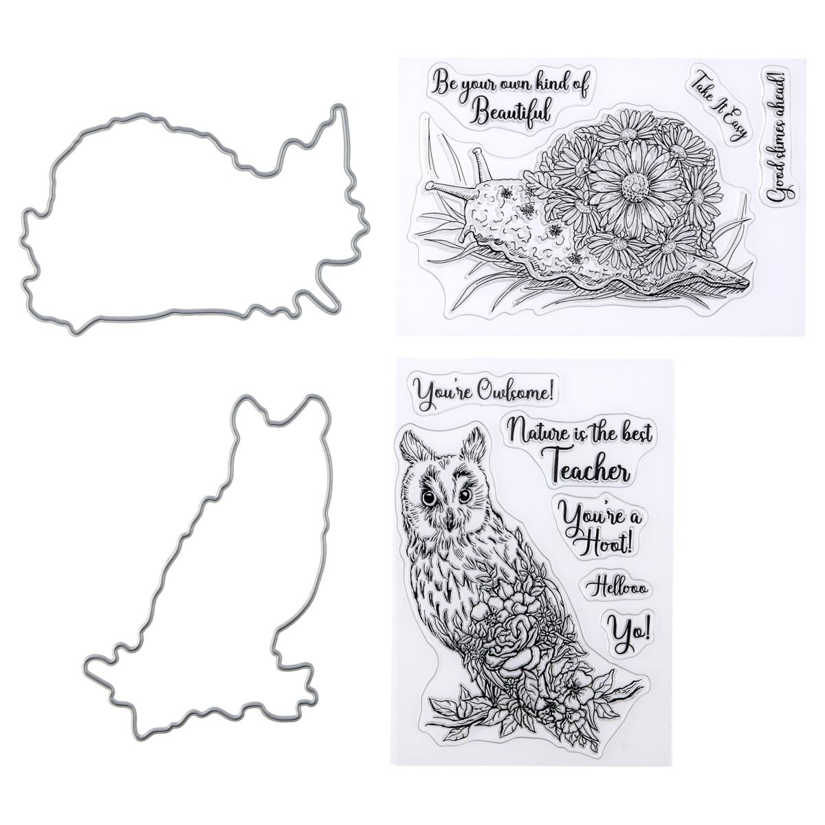 Crafter's Companion Sheena Garden Visitors Stamp & Die Set - Owl | HSN