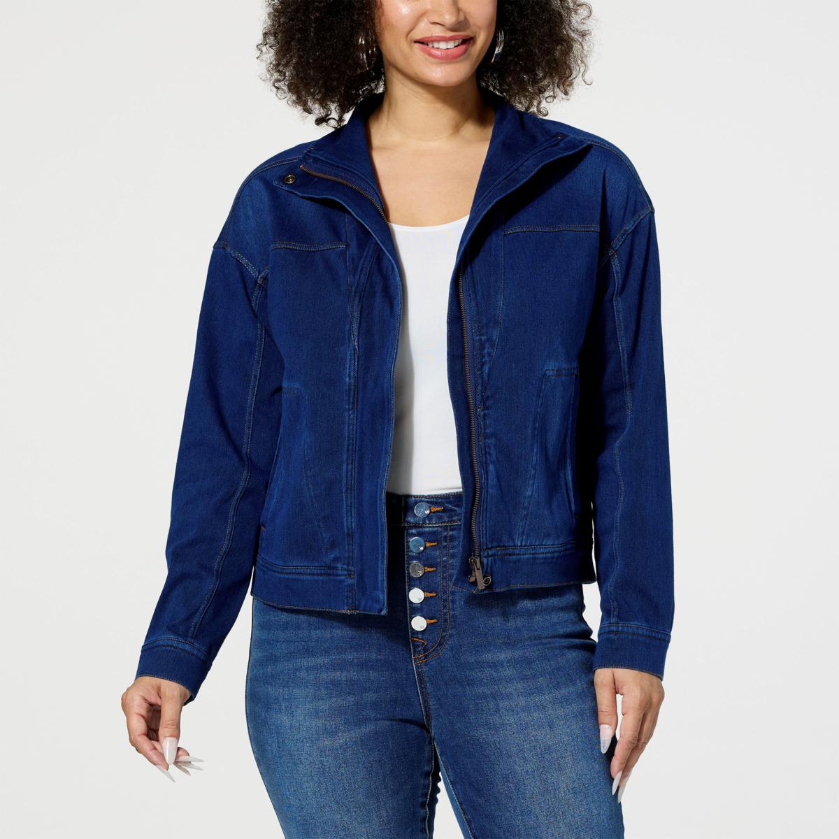 DG2 by Diane Gilman Super Stretch Knit Denim Sporty Jacket - 22440707 | HSN
