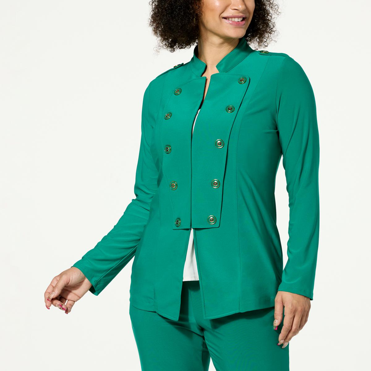 Antthony Studio Stretch Knit Military Jacket with Button Trim ...