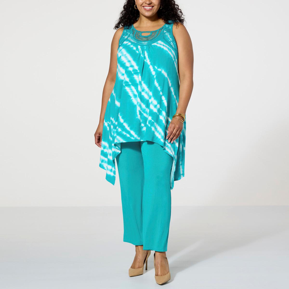 Antthony 2-piece Tie Dye Knit Handkerchief-Hem Tunic Tank & Pant Set | HSN