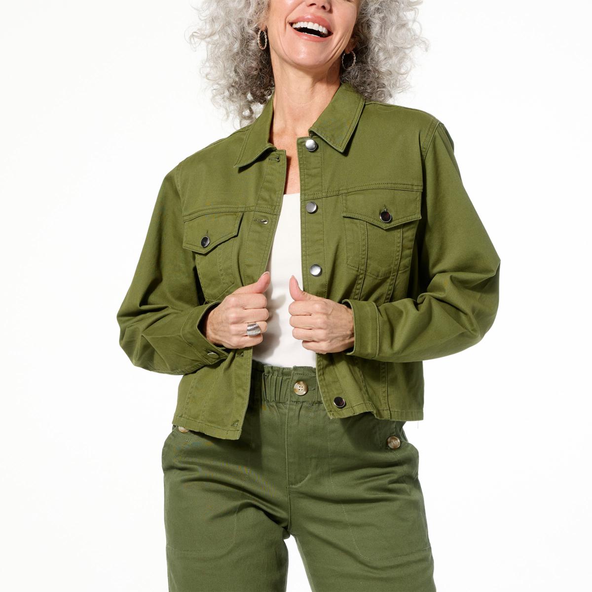 IMAN Global Chic Cropped Denim Jacket with Back Elastic | HSN