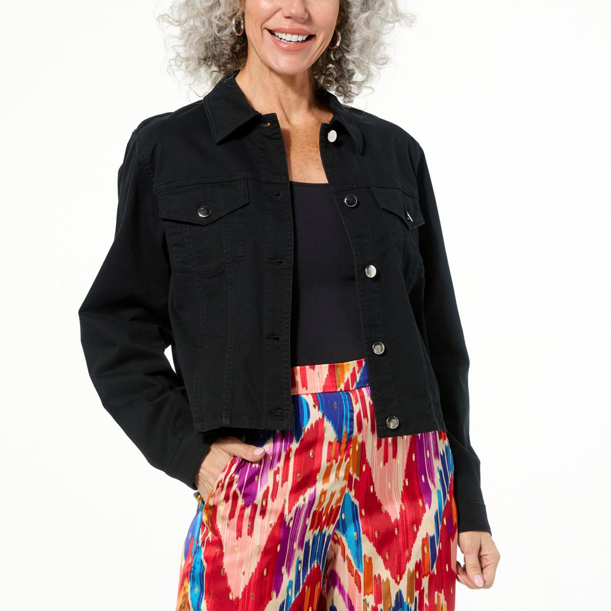 IMAN Global Chic Cropped Denim Jacket with Back Elastic - 22781727 | HSN