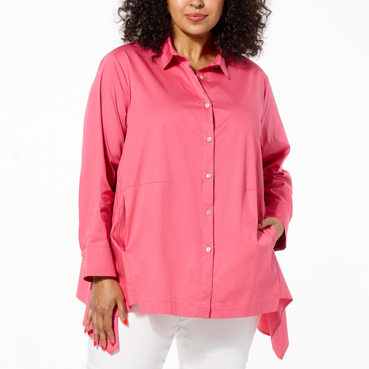 WynneLayers Cotton-Blend Stretch Poplin Button-Down Shirt | HSN