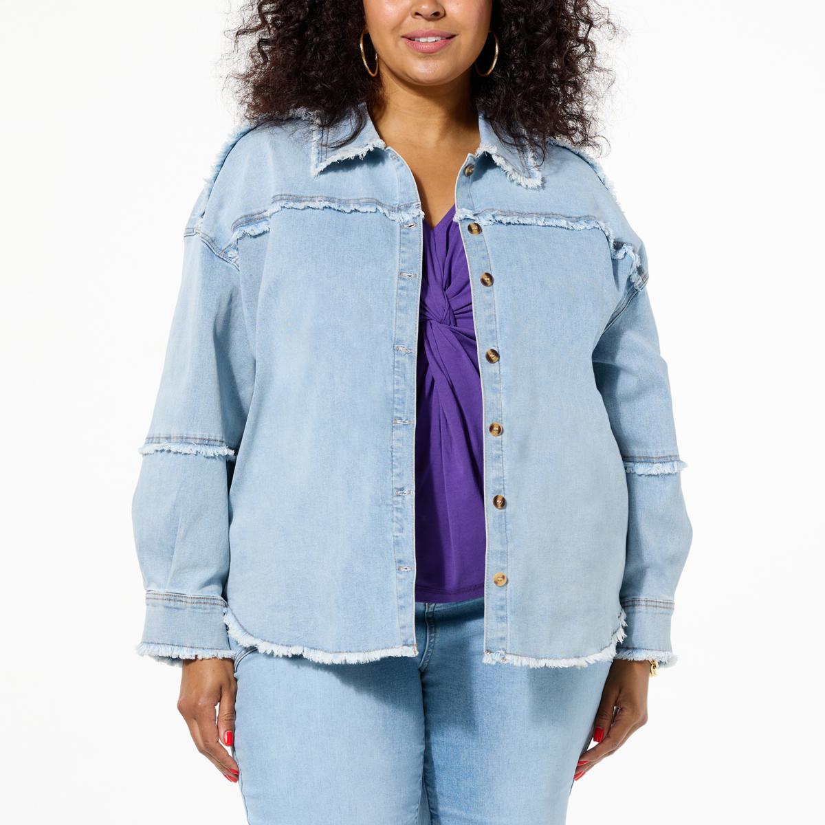 DG2 by Diane Gilman New Classic Stretch Fray Fringe Jacket - 22926552 | HSN