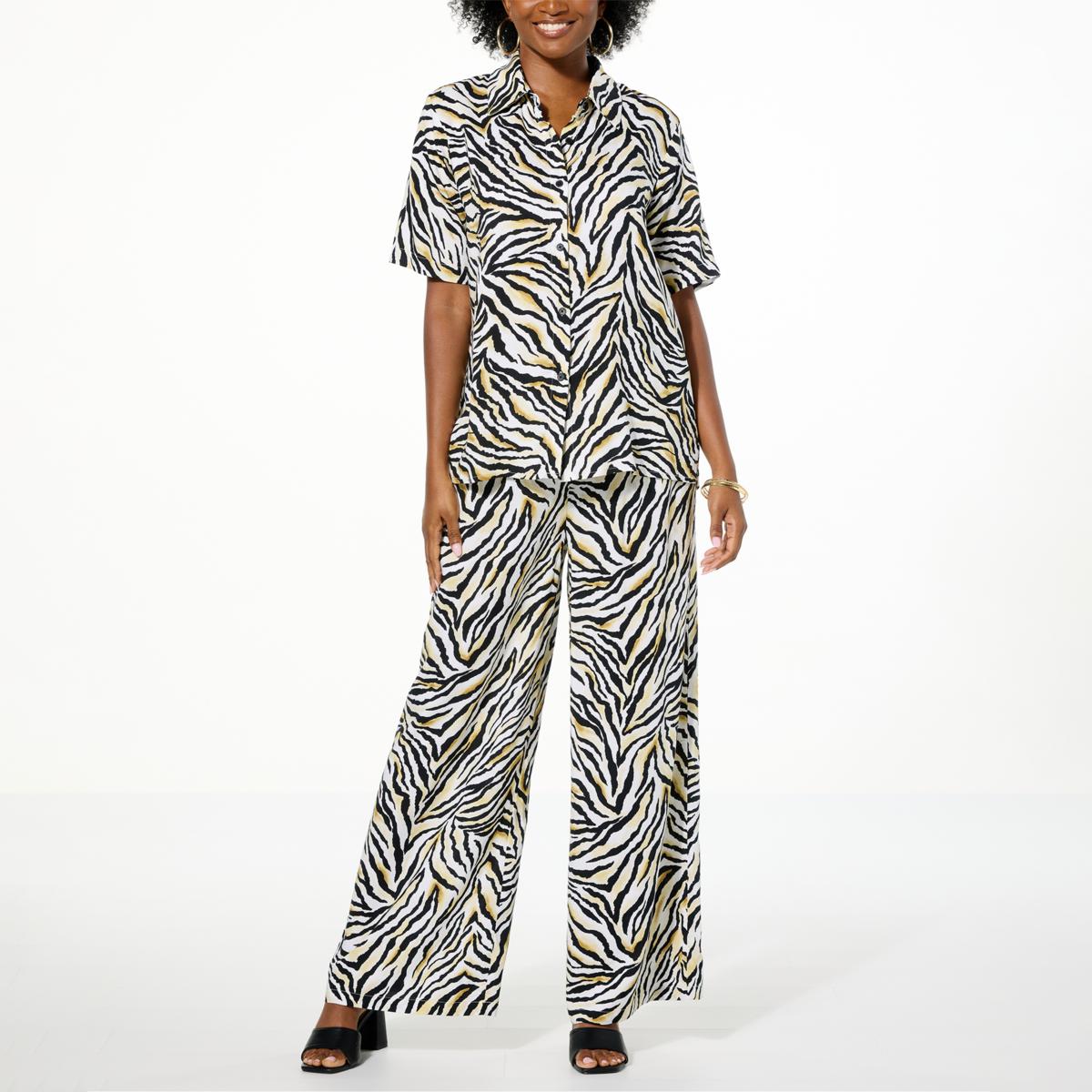 Antthony 2-piece Printed Challis Camp Shirt & Pant Set | HSN