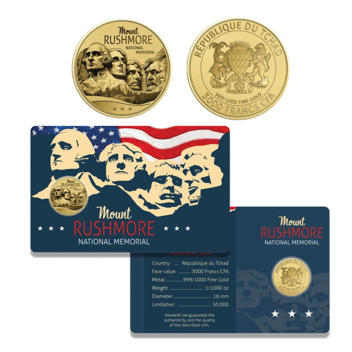 Mt. Rushmore 1/1000 ounce 99.9% Gold Coin Card | HSN