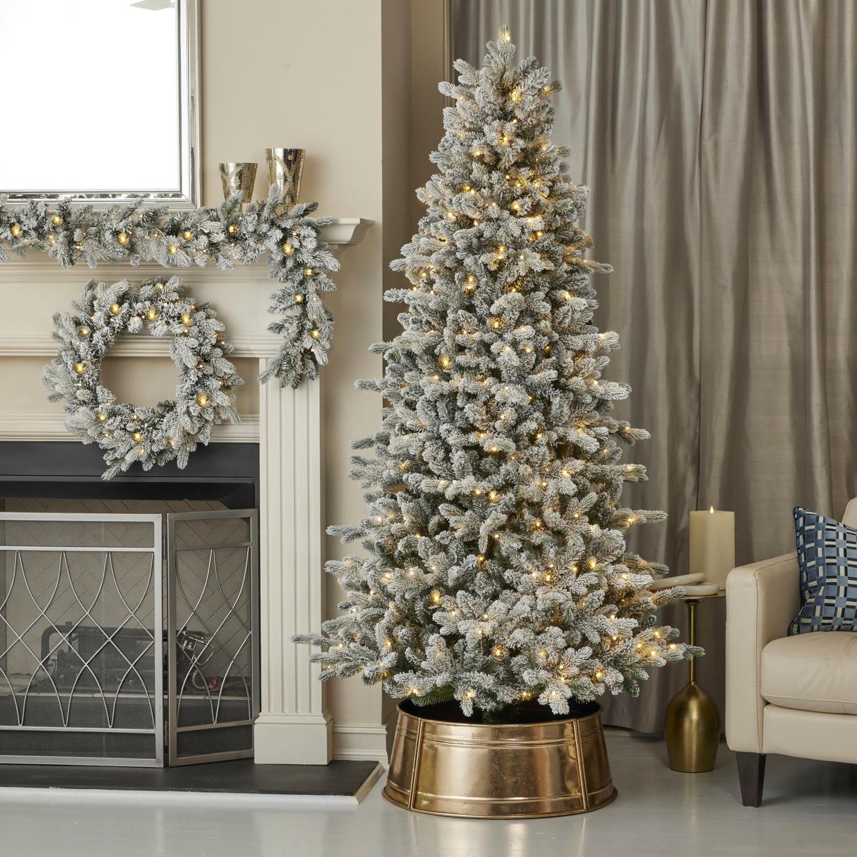 Seasonal LLC Palmetto Flocked 9' Pre-Lit RGBW Christmas Tree - 23107857 ...