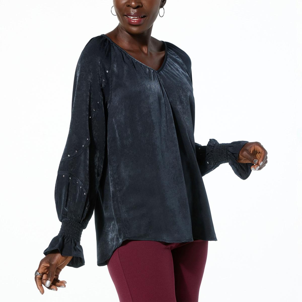 Colleen Lopez Studded Balloon Sleeve Blouse - 23161270 | HSN