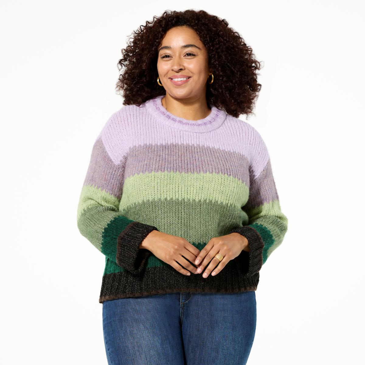 Democracy Multi-Color Striped Sweater | HSN