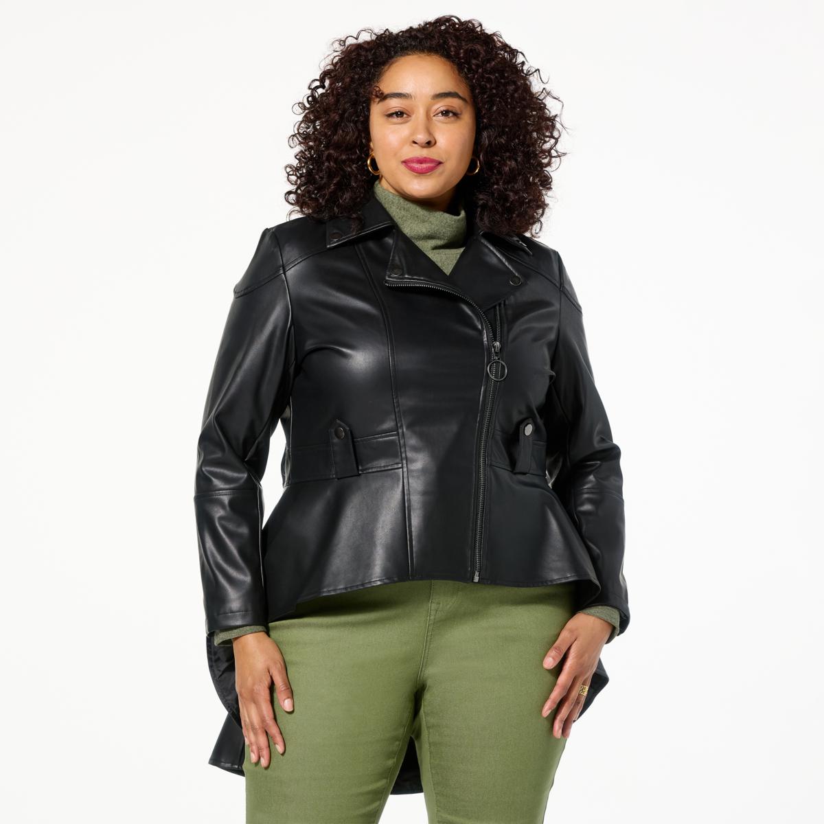 DG2 by Diane Gilman Faux Leather Waterfall Moto Jacket - 23268329 | HSN