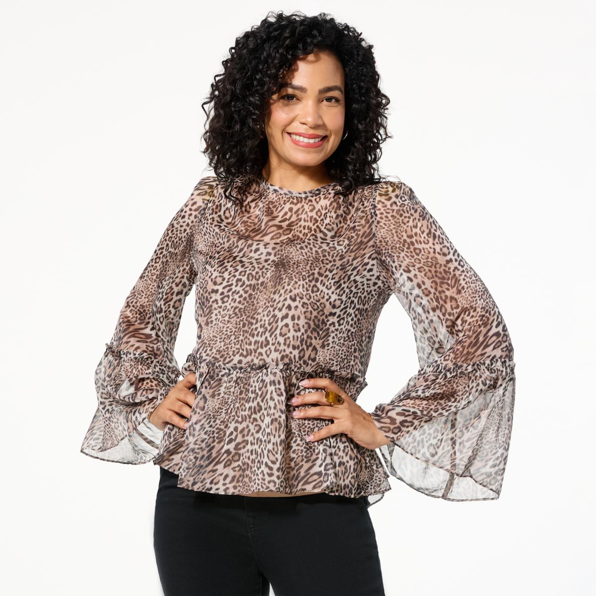 DG2 by Diane Gilman Crinkle Chiffon Bell Sleeve Blouse - 23270800 | HSN
