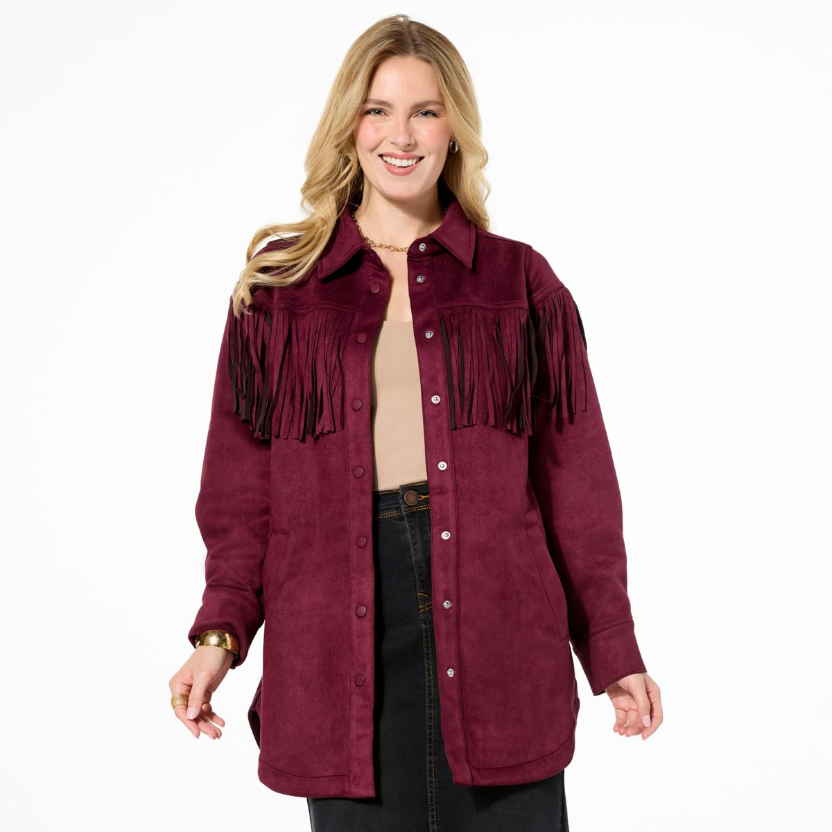 DG2 by Diane Gilman Faux Suede Fringe Car Coat | HSN