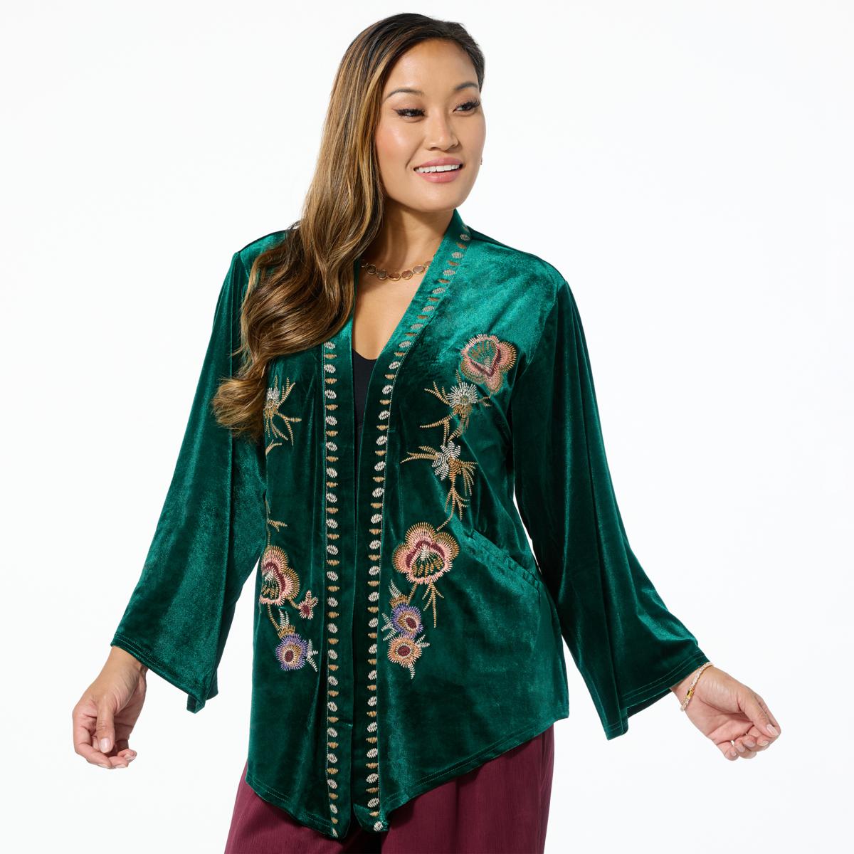 Curations x Debbie Denmon Embroidered Velvet Knit Topper | HSN