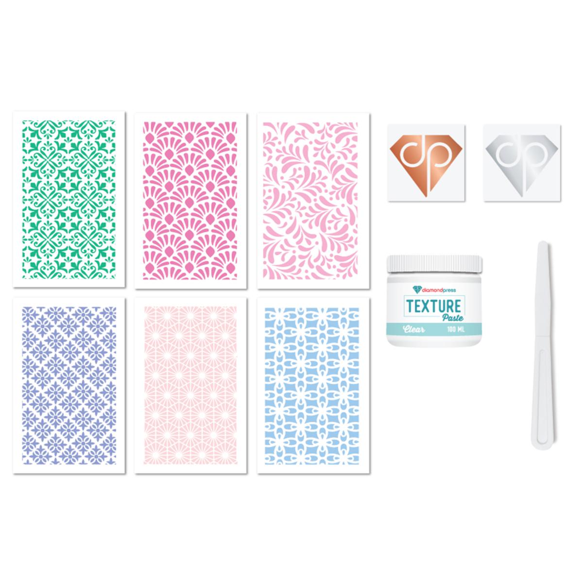 Diamond Press Mosaic Clear Texture Paste and Stencil Kit | HSN