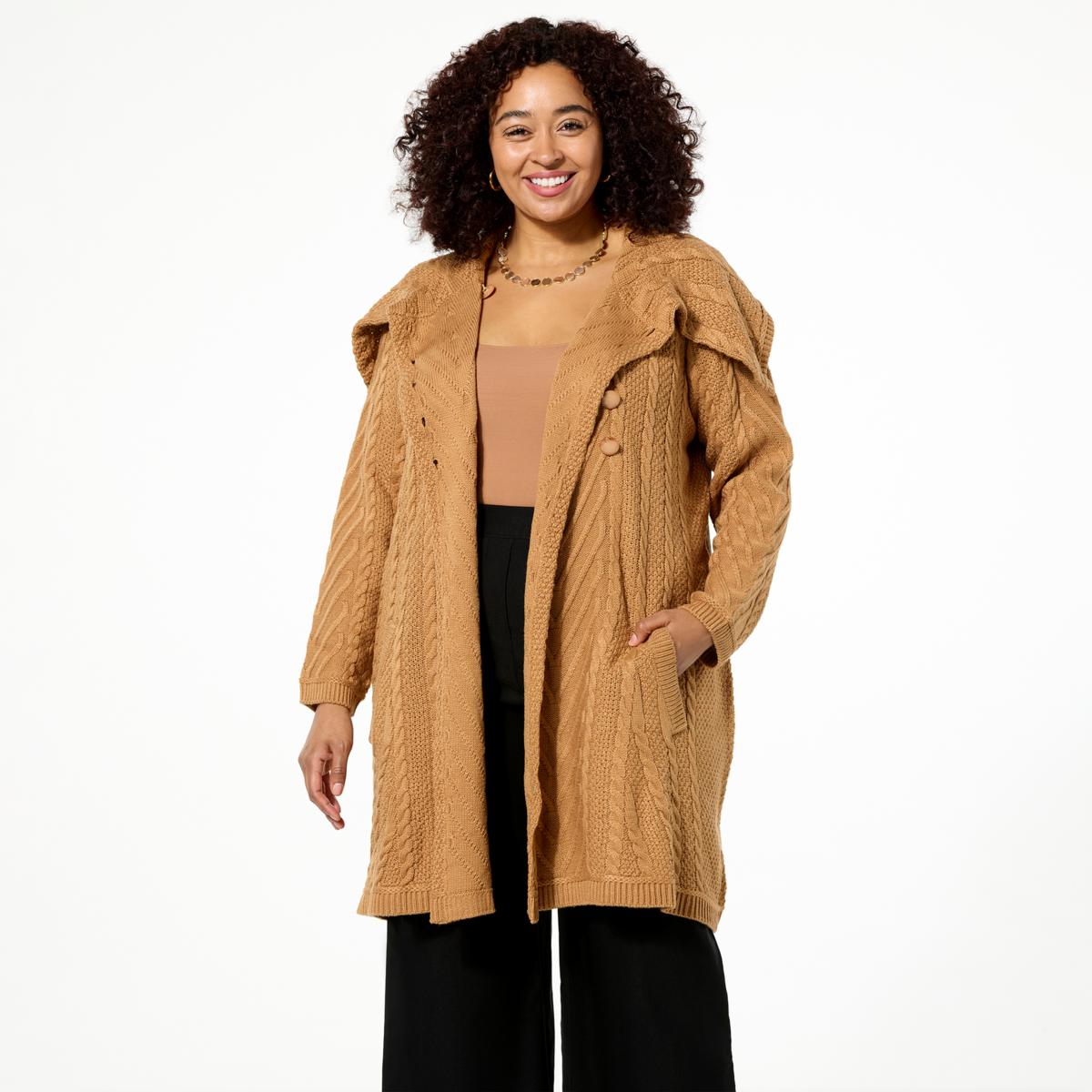 Antthony Cable Knit Sweater Coat - 23303585 | HSN