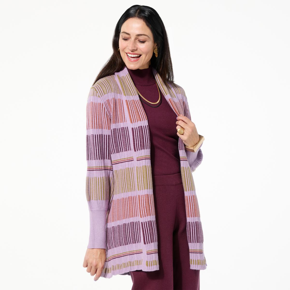WynneLayers SoftKNIT Drama Sleeve Patterned Cardigan | HSN