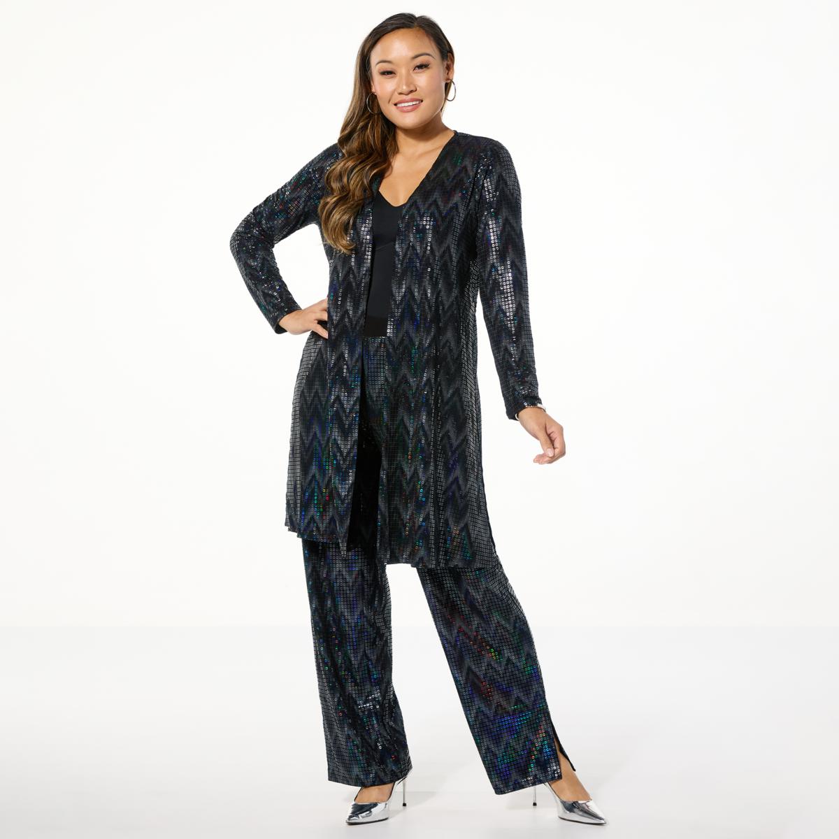 IMAN Global Chic Open Front Sequin Duster Cardigan - 23311256 | HSN