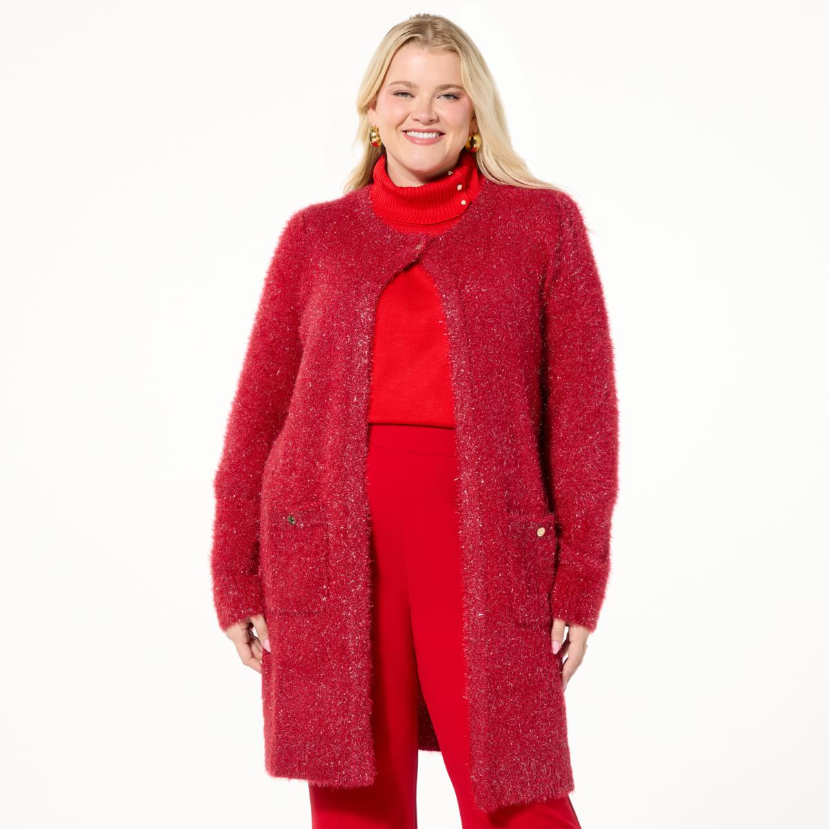 C Wonder by Christian Siriano Puff Shoulder Sweater Knit Cardigan | HSN