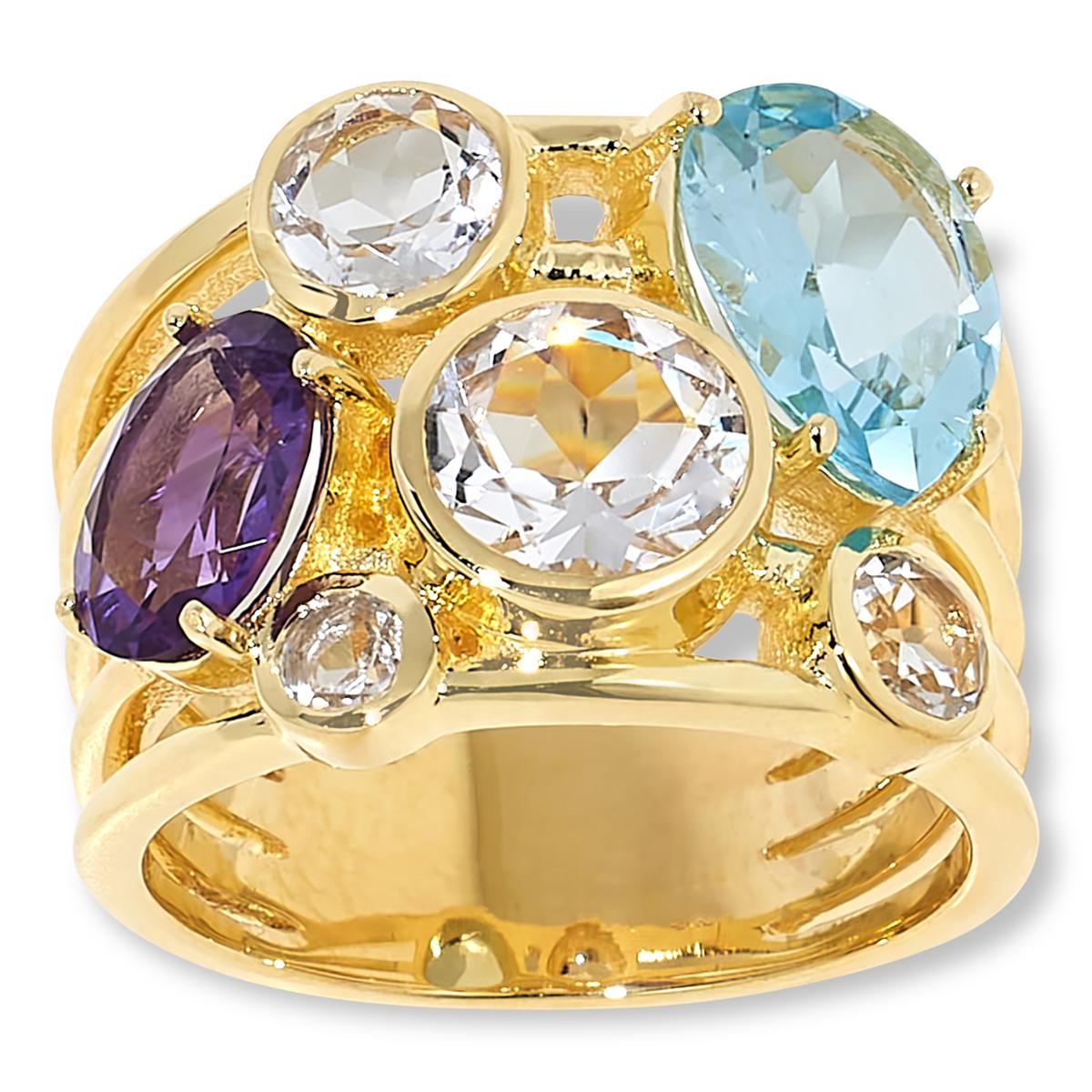 Rarities Gold-Plated Multigemstone Cigar Band Ring | HSN
