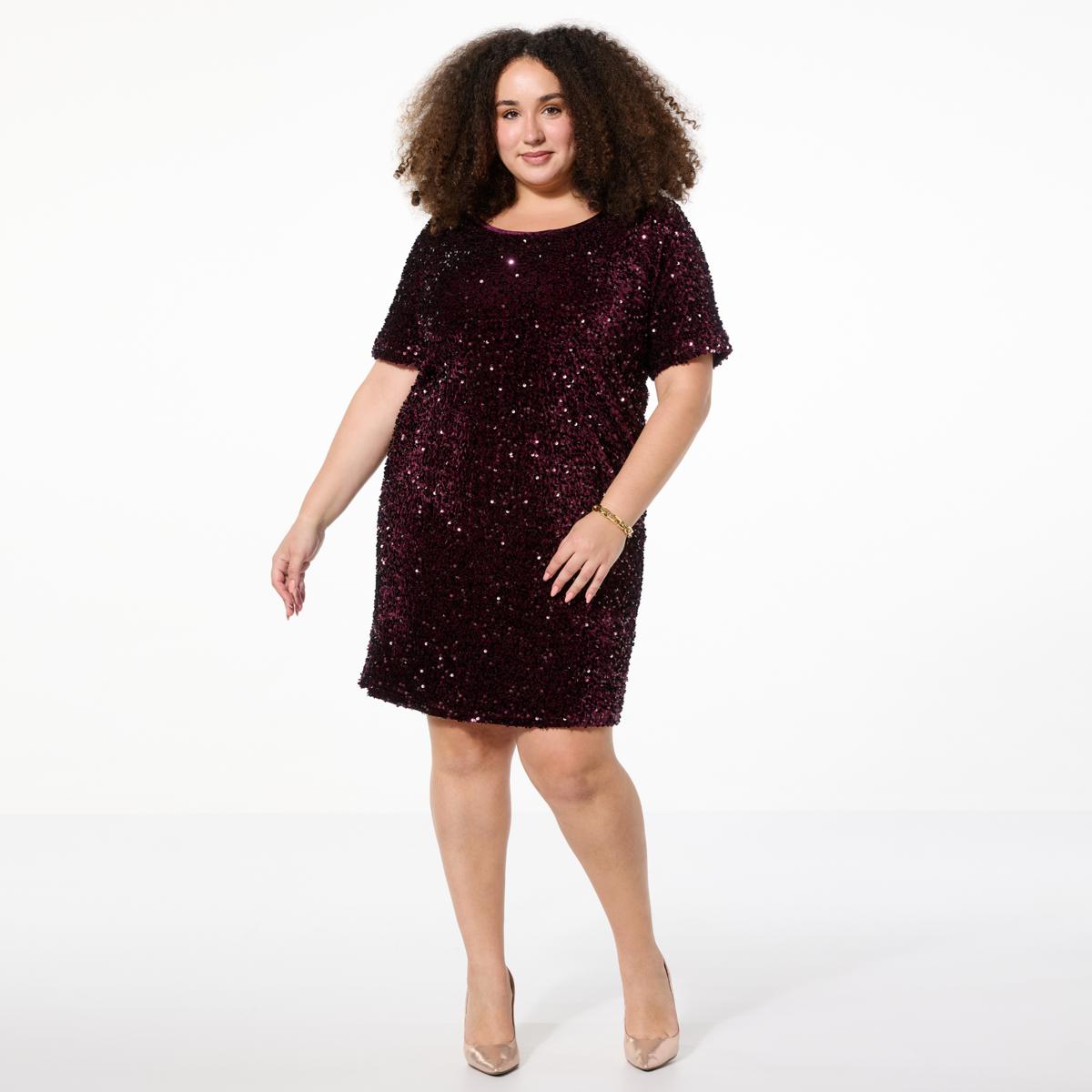Nina Leonard Sequin Knit Sheath Dress | HSN