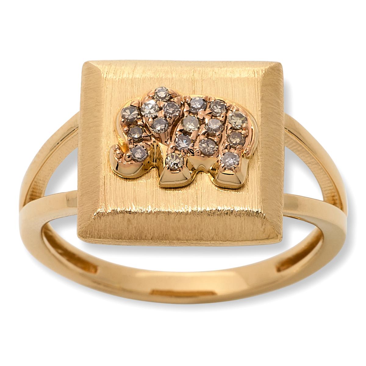 Rarities Gold-Plated Sterling Silver Pavé Diamond Talisman Ring ...