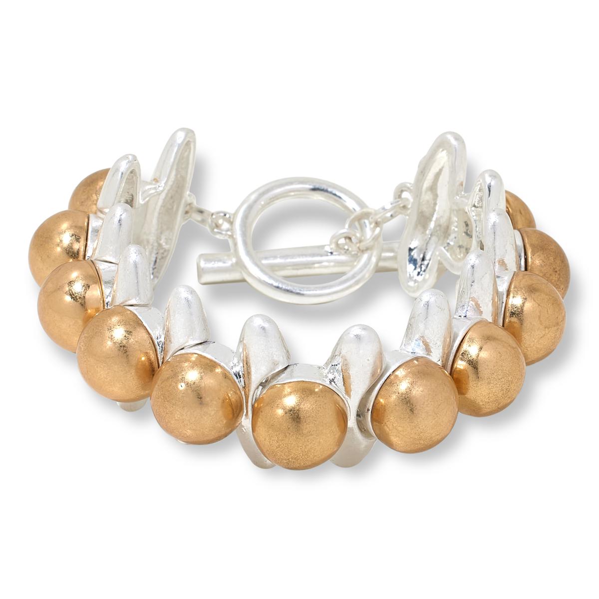 MarlaWynne Two-Tone Spiked Chunky Toggle Bracelet | HSN