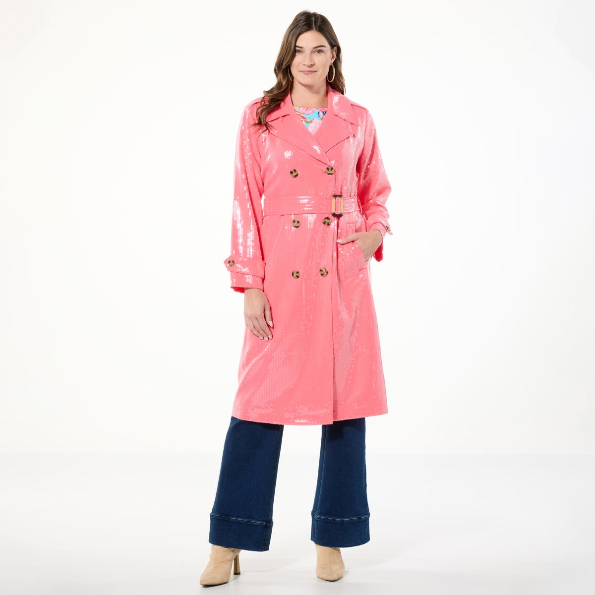 G by Giuliana Black Label Sequined Trench Coat - 23370033 | HSN