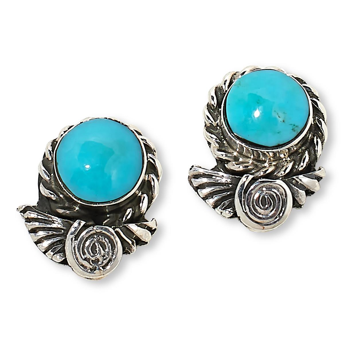 Chaco Canyon Sterling Silver Campitos Turquoise 6mm Stud Earrings | HSN
