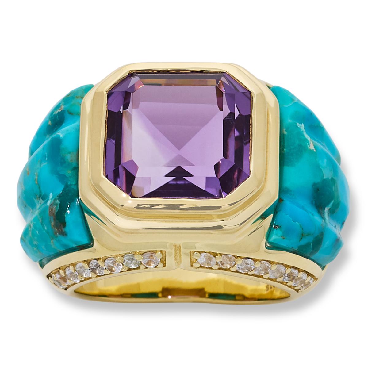 Rarities Gold-Plated Gemstone Ring with White Zircon Accents | HSN