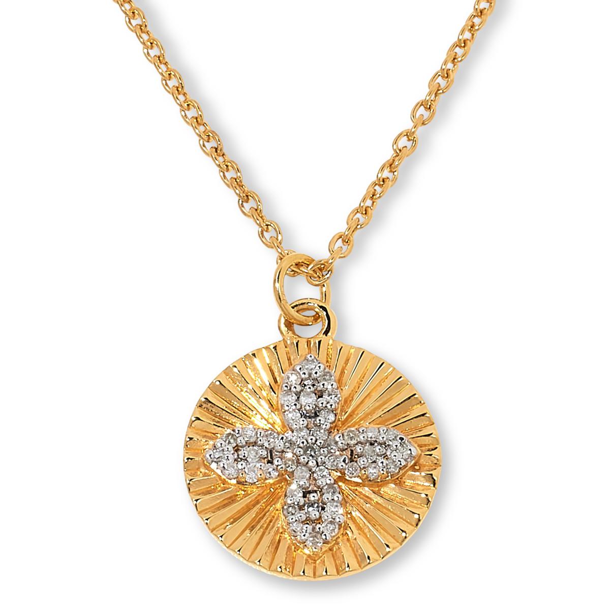 Colleen Lopez 1/8ctw Diamond Cross Round Pendant with 20" Chain | HSN