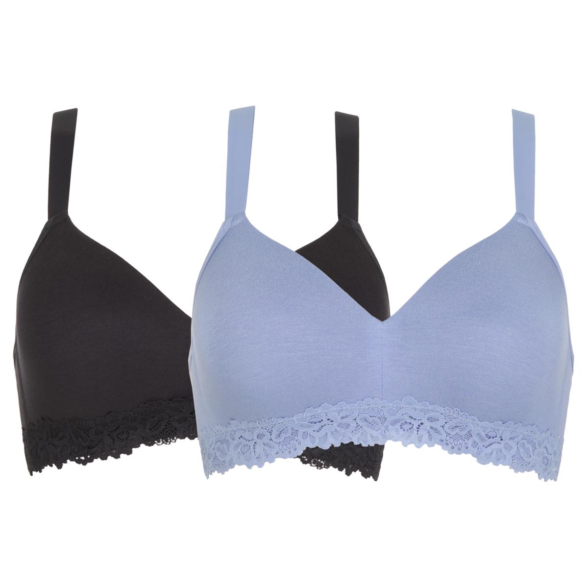 Comfort Code 2-pack Lightly Lined Lace Trim Wireless Bra | HSN