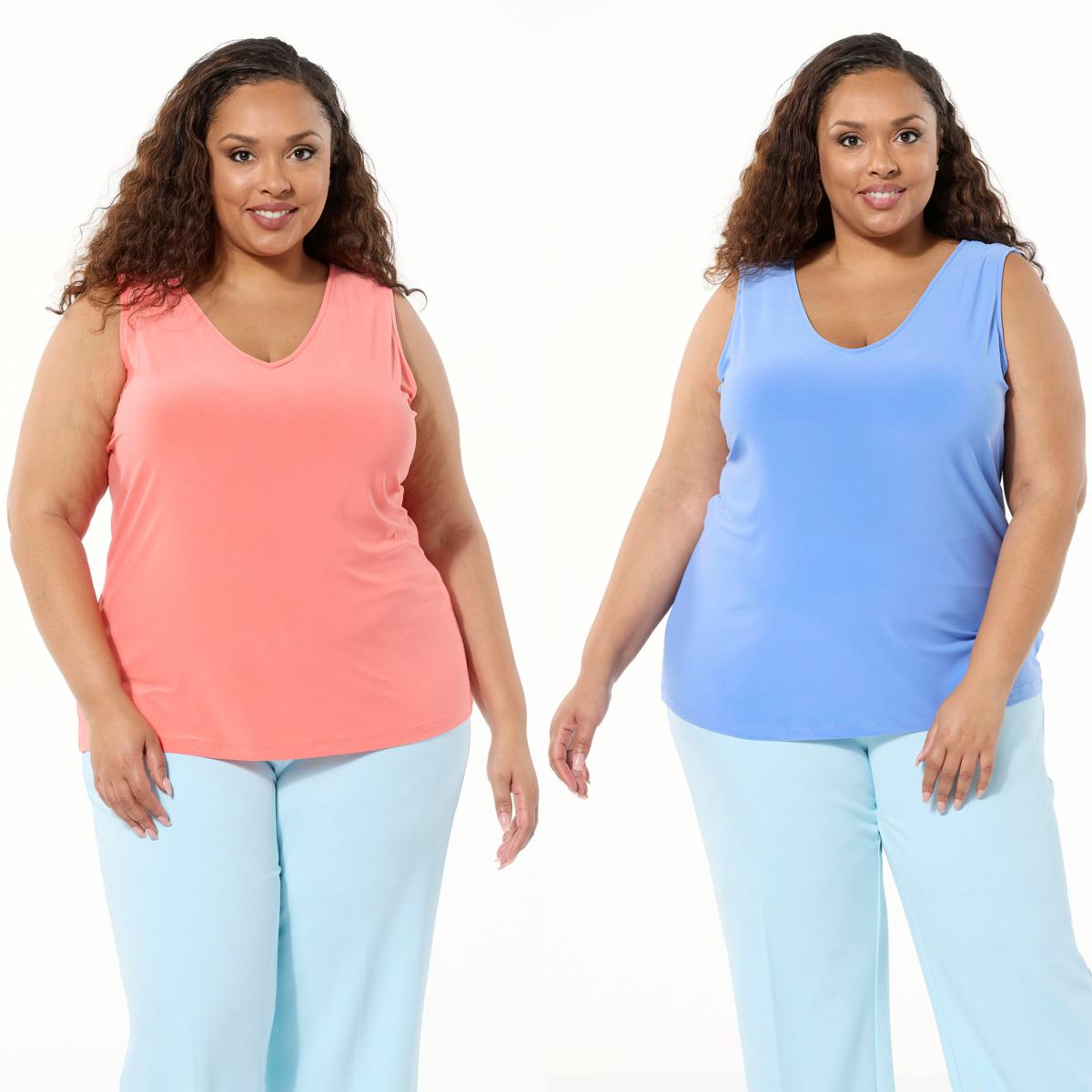 IMAN Global Chic 2-pack of Reversible Solid Stretch Knit Tank Tops | HSN
