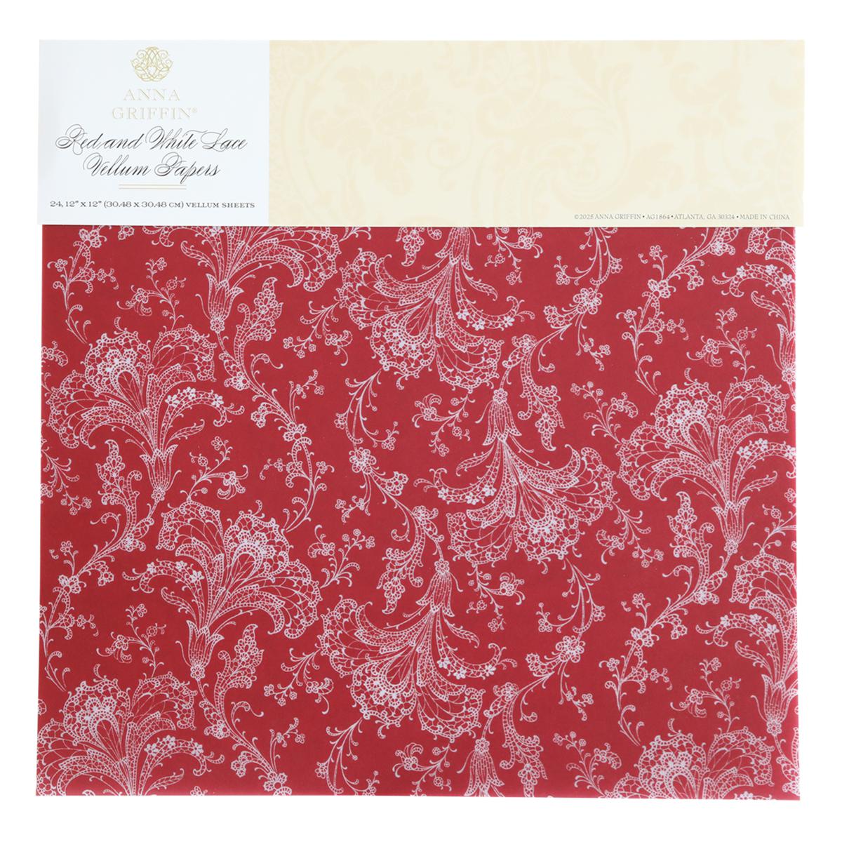 Anna Griffin® Red and White Lace Vellum - 24 Sheets | HSN