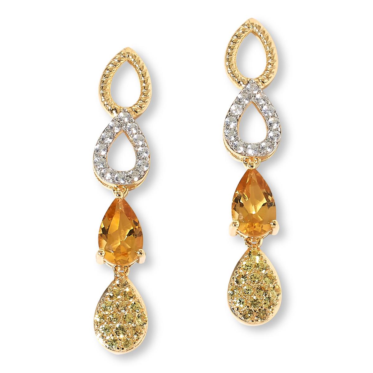 Colleen Lopez Sterling Silver Gemstone Multi-Pear Drop Earrings | HSN