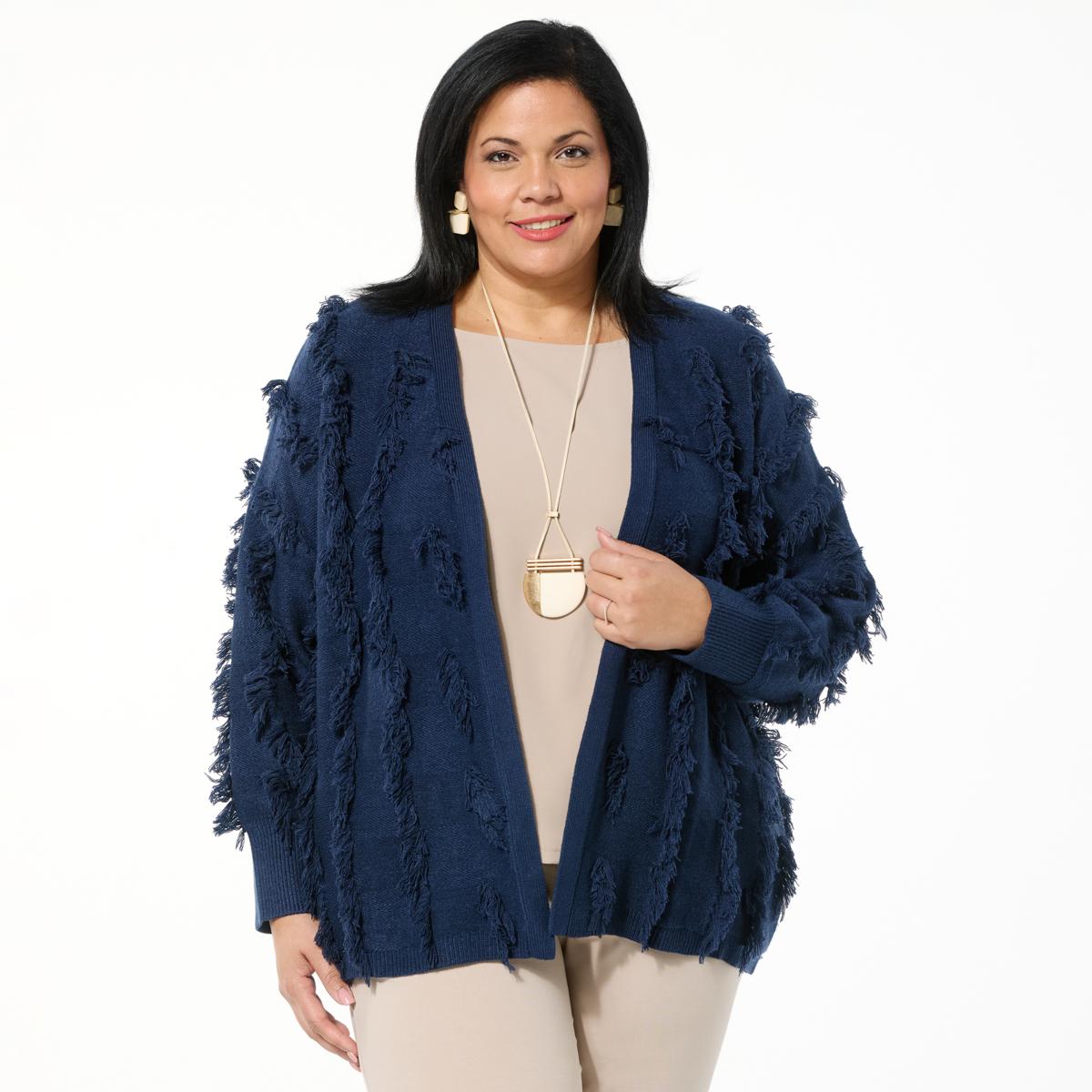 GREY by Jhoan Sebastian Grey Fringe Sweater Cardigan | HSN