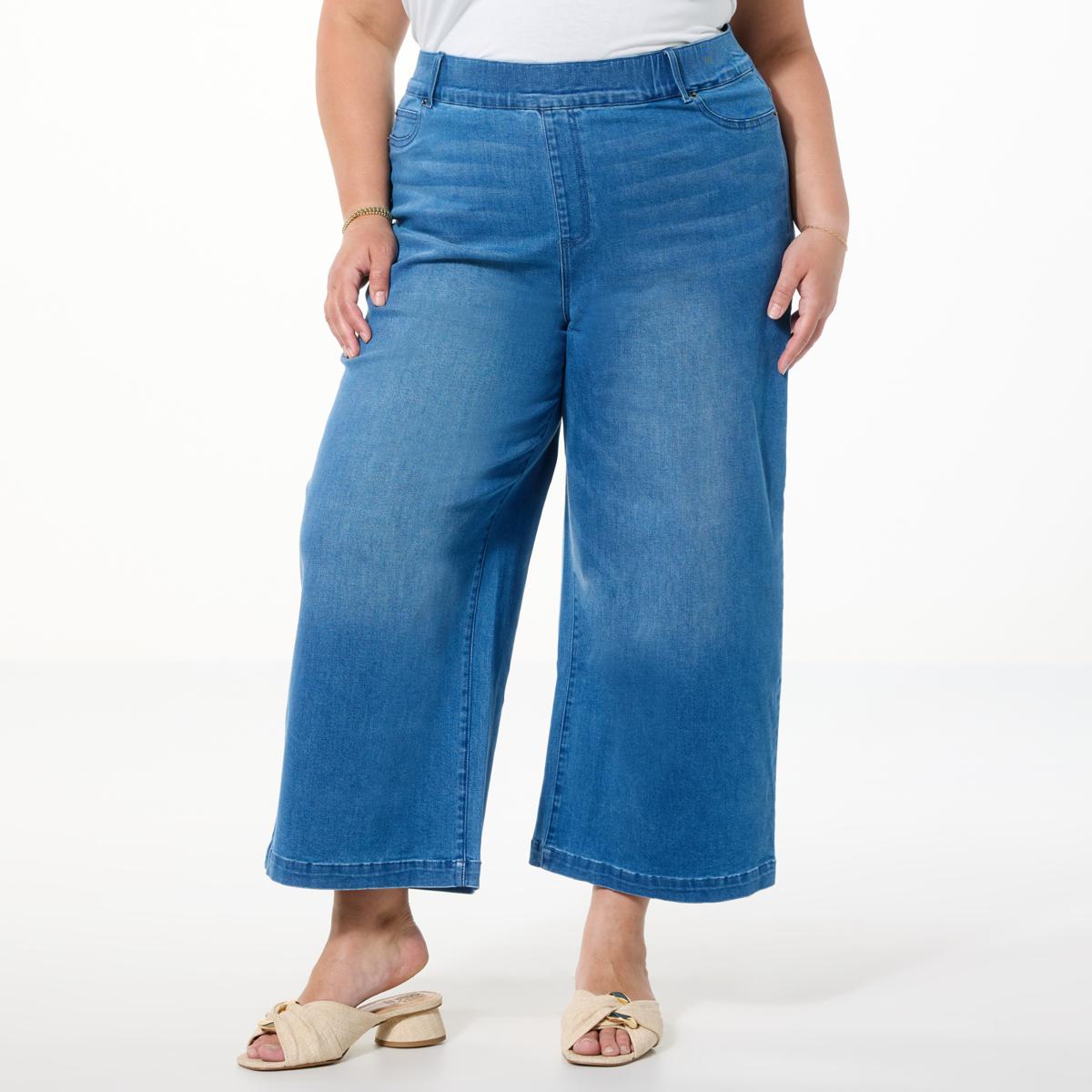Colleen Lopez Stretch Denim Wide Leg Cropped Pant | HSN