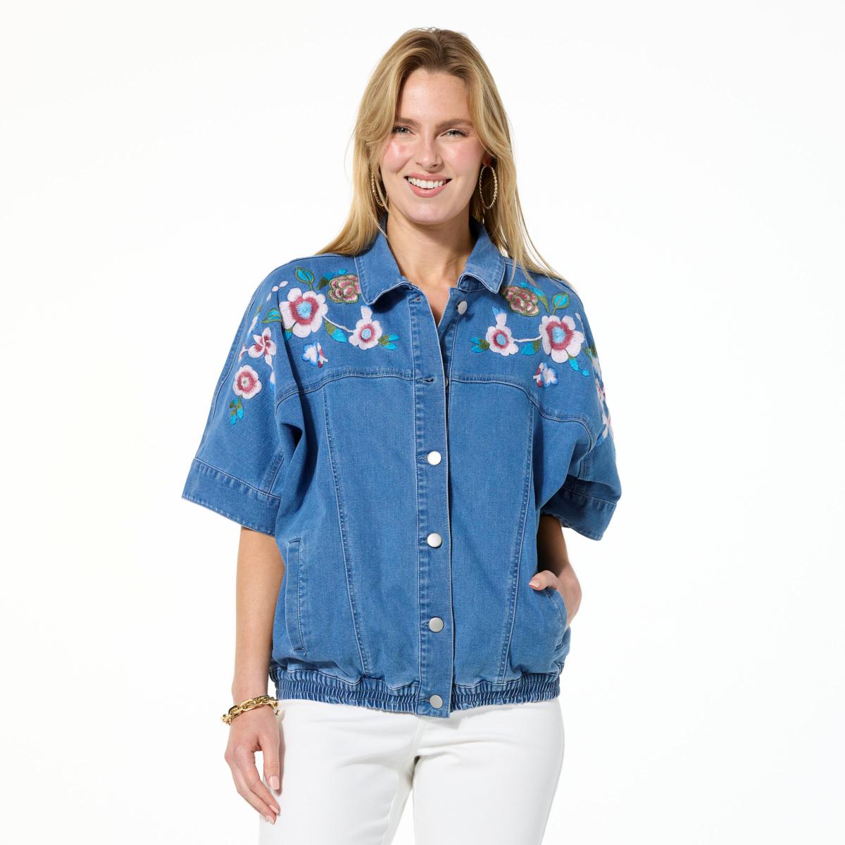 Colleen Lopez Embroidered Denim Jacket | HSN